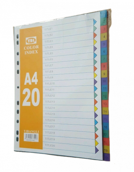 A4 Plastic 20 File Dividers 1-20 - Angel Sales